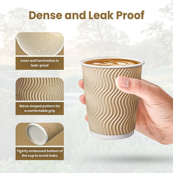 Biodegradable 6oz Ripple Cups - 500-Pieces | 5Seconds Brand