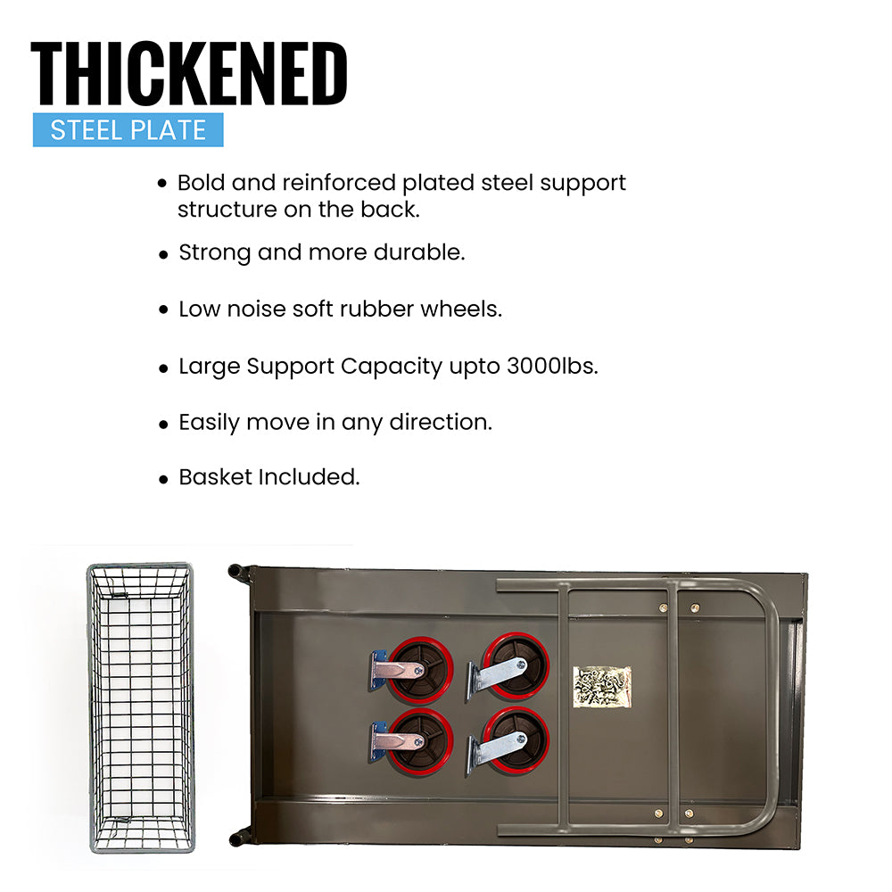 5Seconds™ Heavy-Duty Platform Cart with Basket 60 inches x 30 inches 3 ...