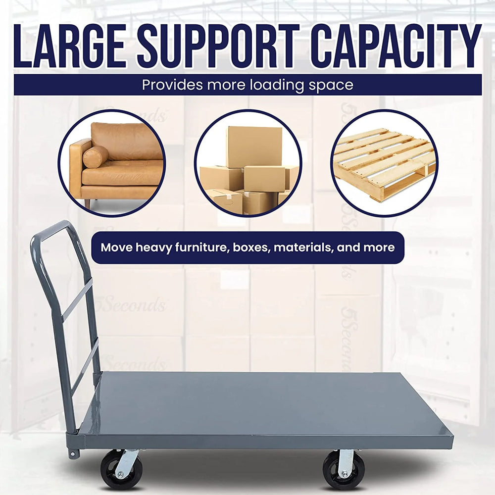 5Seconds™ Heavy-Duty Platform Cart 48 inches x 24 inches 2000Lb Capaci ...